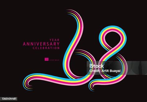 68주년 기념 기념 로고타입 컬러풀한 라인 벡터 68번째 생일 로고 68번 배너 템플릿 초대장 카드 및 포스터를 위한 벡터 디자인 템플릿 요소 2022년에 대한 스톡 벡터
