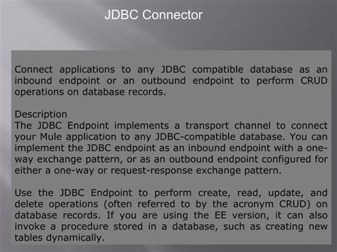 Mulesoft Database Connector Ppt Databases Computer Software And