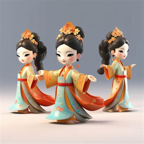 Premium Ai Image Chibi Cartoon Character Chinese Design Style Dancing