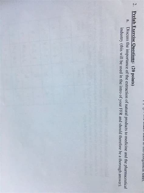 Solved Prelab Exercise Questions Points Discuss The Chegg