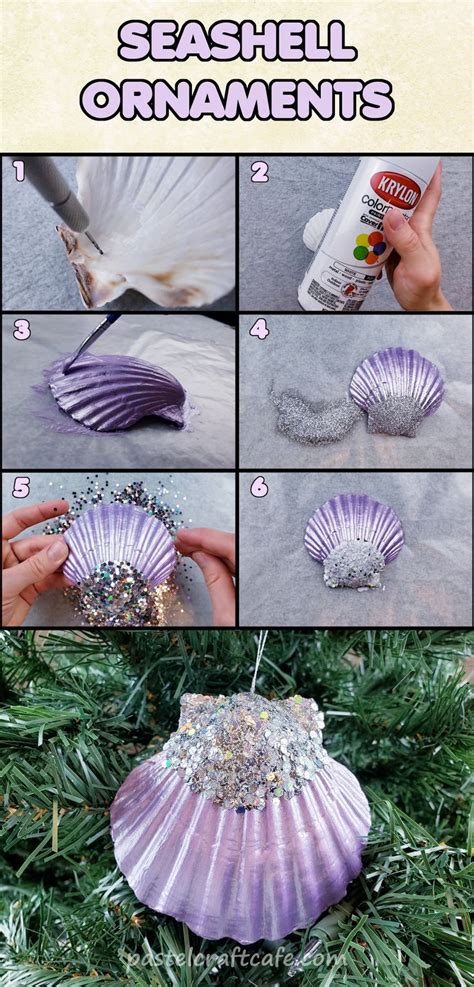 Diy Glitter Seashell Ornament Tutorial Shell Crafts Diy Seashell Crafts Beach Christmas
