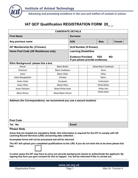 Iat Registration Form