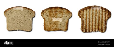 The Three Slices Of Bread In Different Stages Of Toasting The Concept Of Gradual Toasting
