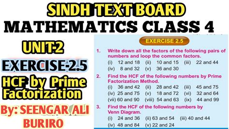 Hcf Highest Common Factor Hcf By Prime Factorization Exercise 2 5 Class 4 Unit 2 Class 4