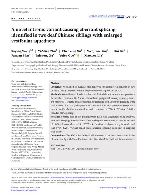 Pdf A Novel Intronic Variant Causing Aberrant Splicing Identified In