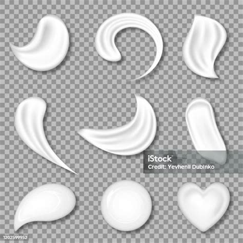 화장품 크림 질감 화이트 젤 치약 또는 로션 질감 현실적인 크림 얼룩과 방울의 세트 투명 한 배경에 격리 화장품 견본 보습제에