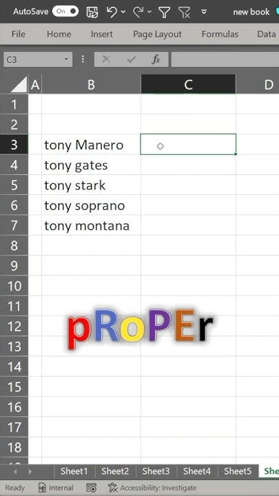 Capitalize First Letters With Proper Excel Excelformula Exceltutorial Youtube