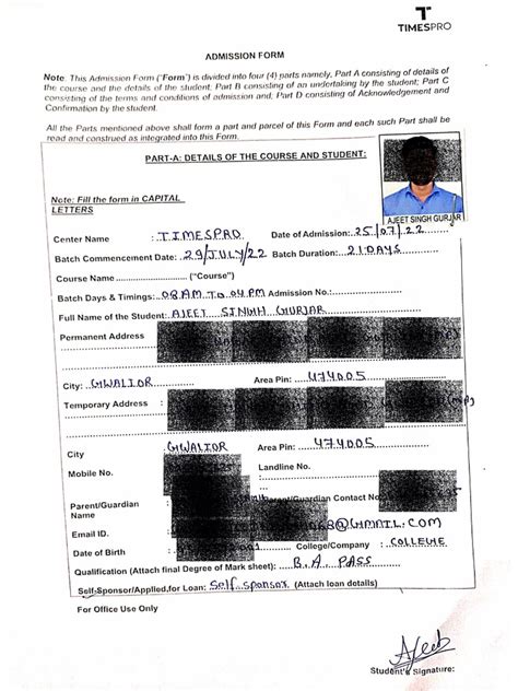 Ajeet Singh Admission Form Pdf Pdf