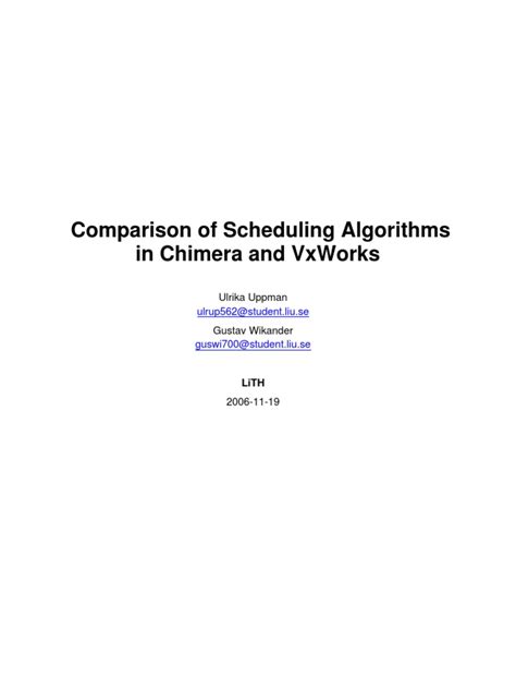 comparison of scheduling algorithms in chimera and vxworks pdf