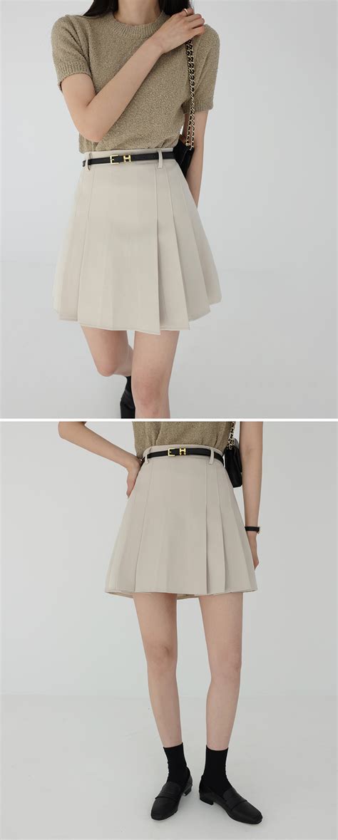 리쉬 벨트 A라인 숏 미니 플리츠스커트 4color