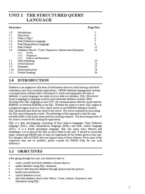 block 2 dbms ignou pdf databases sql