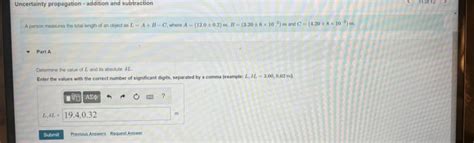 Solved Uncertainty Propagation Addition And Subtraction A