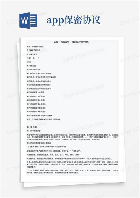 企业“数据合规”律师业务操作指引word模板下载 编号lvbbyyxx 熊猫办公