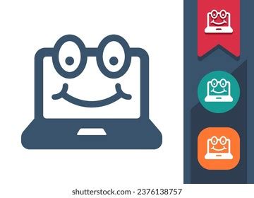 Laptop Icon Computer Smile Smiley Face Stock Vector Royalty Free Shutterstock