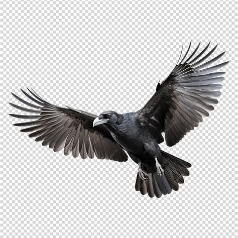 투명 배경 Png에 고립 된 비행 까마귀 프리미엄 Psd 파일