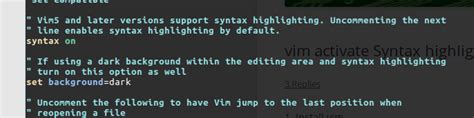 Activate Syntax Highligting On Vim Your Source Is Open Source