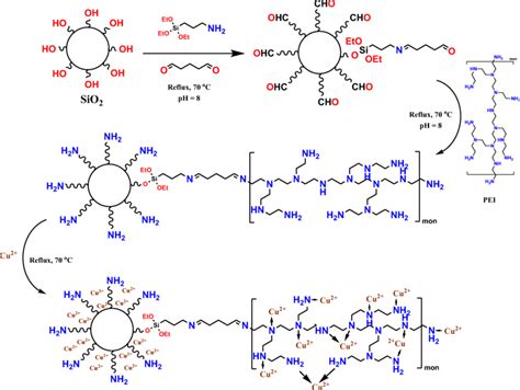 Illustration Scheme For Immobilizing Pei Cuii Complex Onto The Sio2