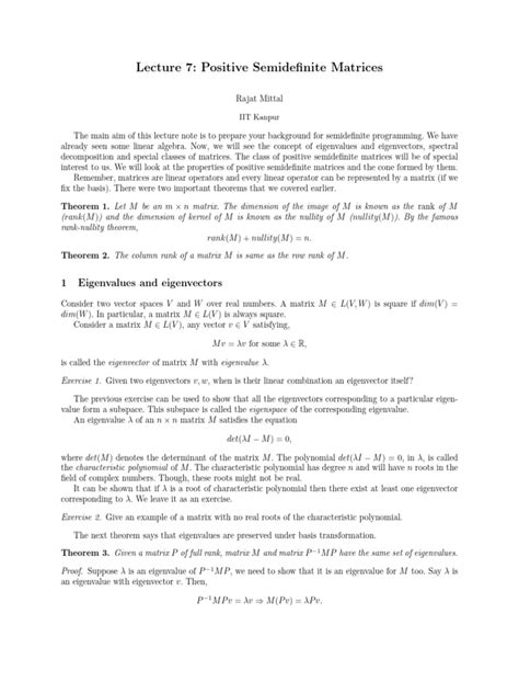 7psdmatrices Pdf Eigenvalues And Eigenvectors Matrix Mathematics
