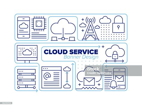 클라우드 서비스 라인 아이콘 세트 및 관련 프로세스 인포그래픽 디자인 클라우드 컴퓨팅에 대한 스톡 벡터 아트 및 기타 이미지 클라우드 컴퓨팅 데이터베이스 연결