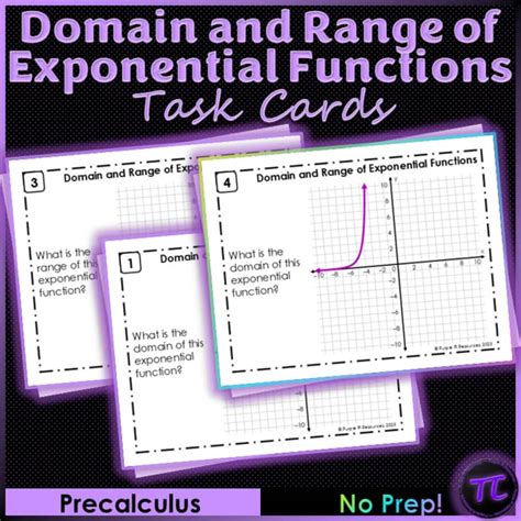 Domain And Range Of Exponential Functions Precalculus Task Cards