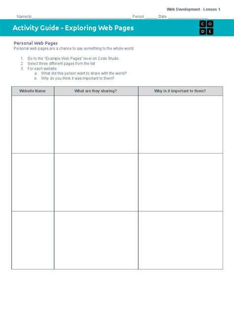 u2l01 activity guide exploring web pages pdf