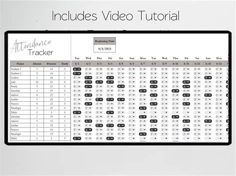 Attendance Tracker Excel Log School Class Template Attendance Etsy