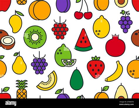 Vector Seamless Pattern Endless Texture With Fruits Set Of Isolated