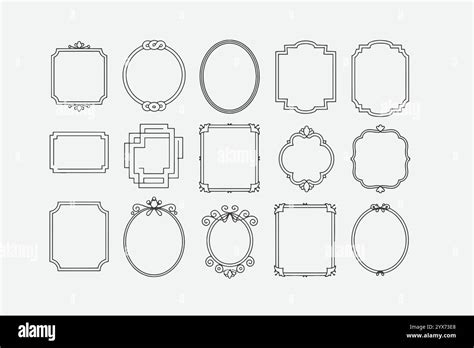 Minimalist Hand Drawn Vector Frames Collection Design Stock Vector