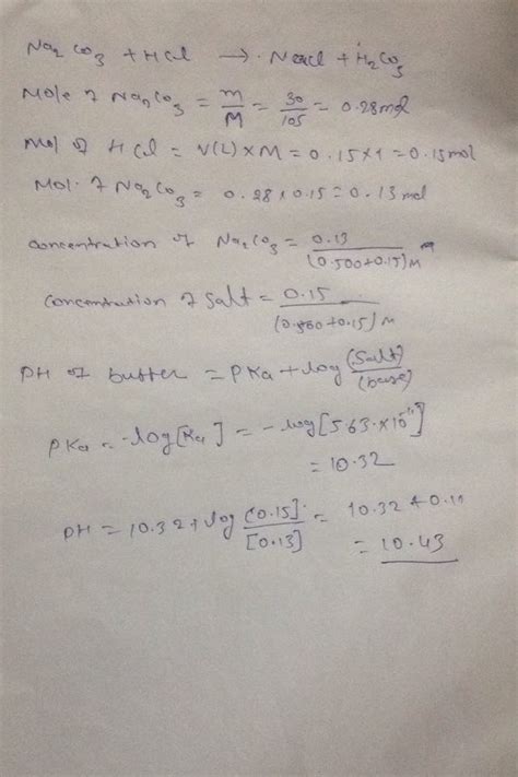 Calculate The PH Of A Buffer Solution Prepared By Dissolving Gof Na CO In ML Of An