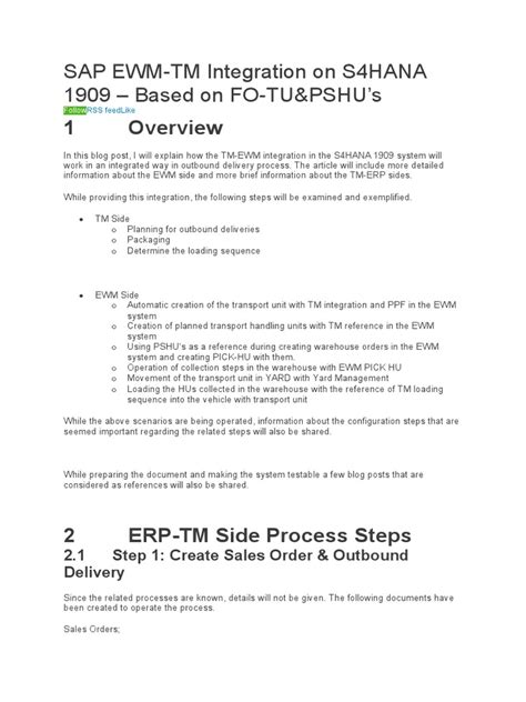 Sap Ewm Tm Integration Pdf Information Technology Computer Science
