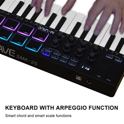 Free Shipping M Vave 25 Key Usb Midi Controller With Backlit Drum Pads Bluetooth Semi