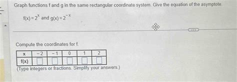 Solved Graph Functions F And G In The Same Rectangular Coordinate