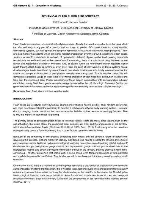 pdf dynamical flash flood risk forecast