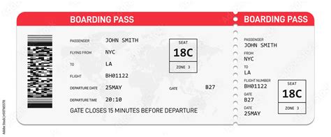 Realistic Airline Boarding Pass Boarding Pass Template Stock Vector