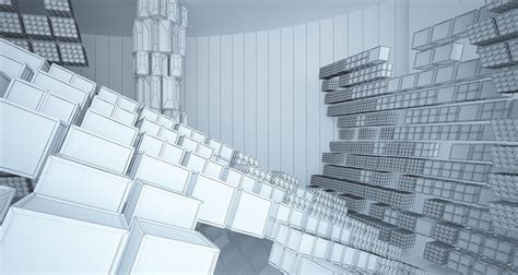 Premium Photo Drawing Abstract Architectural White Interior From An Array Of Cubes With Large