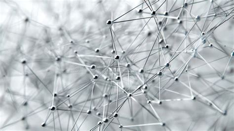 Abstract 3d Rendering Of Interconnected Silver Spheres And Lines Forming A Complex Network