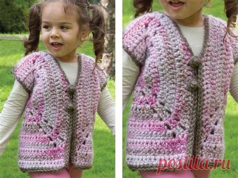 Вязаная жилетка для девочки схема крючком и спицами Аня Постила