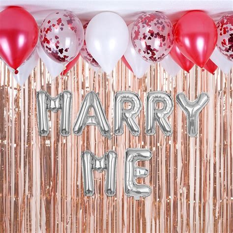 파티짱 프로포즈 풍선세트 Marry Me 커튼 컨페티 20세트 실버로즈하트 1개 시스템몰