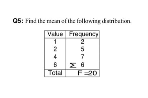 Solved Q5 Find The Mean Of The Following Distribution Chegg Com