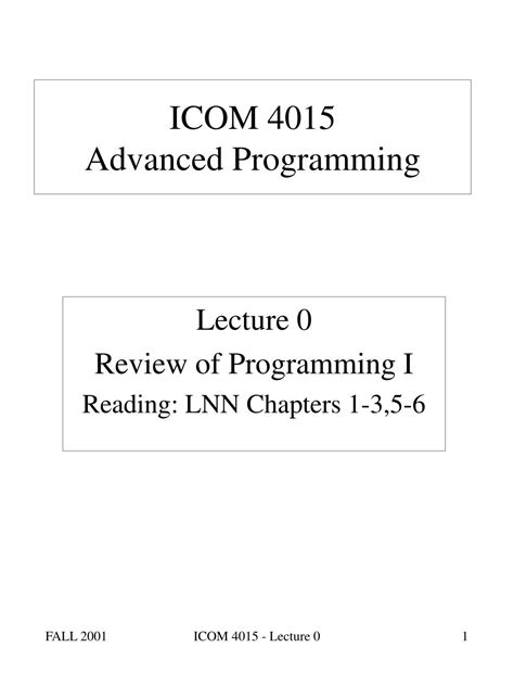 Ppt Icom 4015 Advanced Programming Powerpoint Presentation Free Download Id4491949