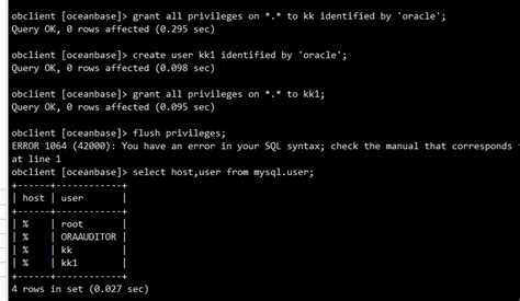 mysql租户Grant授权的问题 OceanBase 社区问答 OceanBase社区 分布式数据库