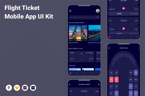 Flight Ticket Mobile App Ui Kit Graphic By Betush · Creative Fabrica
