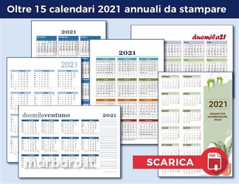 Calendari 2021 In Pdf Da Stampare Su Carta A4 Oltre 30 Calendari 2021