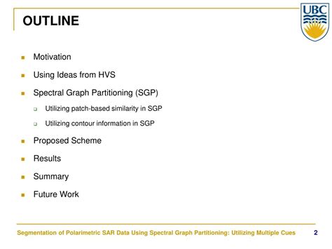 Ppt Segmentation Of Polarimetric Sar Data Using Spectral Graph Partitioning Utilizing