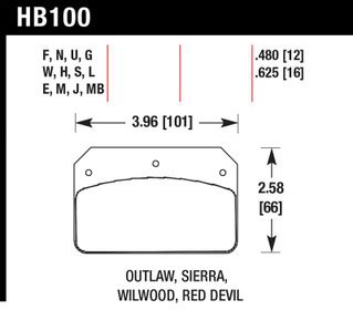 Hawk Wilwood Dynalite Caliper Dtc 30 Brake Pads Hb100w480 Mont