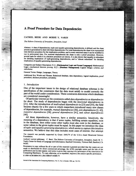 Pdf A Proof Procedure For Data Dependencies