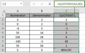 How To Use The QUOTIENT Function In Excel