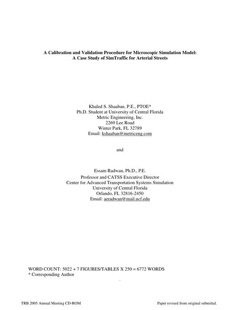 Pdf A Calibration And Validation Procedure For Microscopic Simulation