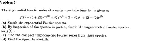 Solved The Exponential Fourier Series Of A Certain Periodic