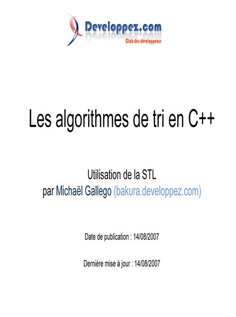 Les Algorithmes De Tri En C ~ Science Industriel
